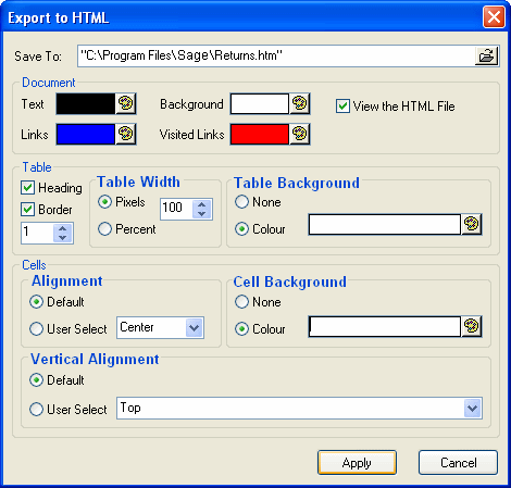 Export - HTML (advanced)
