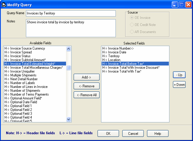 Modifying a History Query